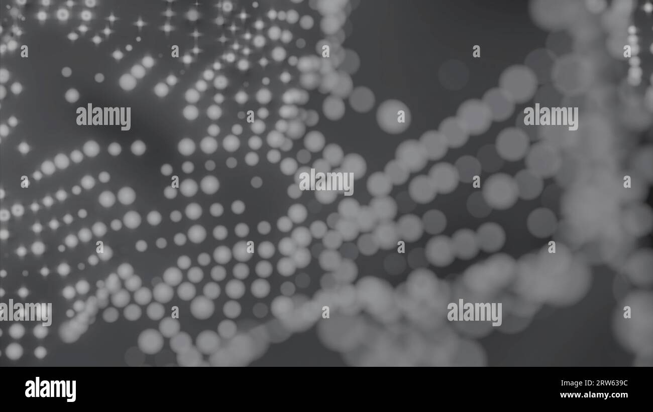 Texture moves in waves with dots. Design. Blurred dots shine in wave ...