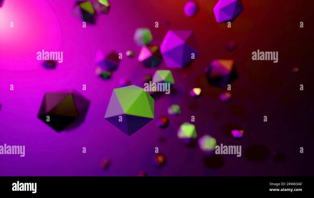 Rotating geometric polygons. Design. Spinning stream with geometric 3d ...