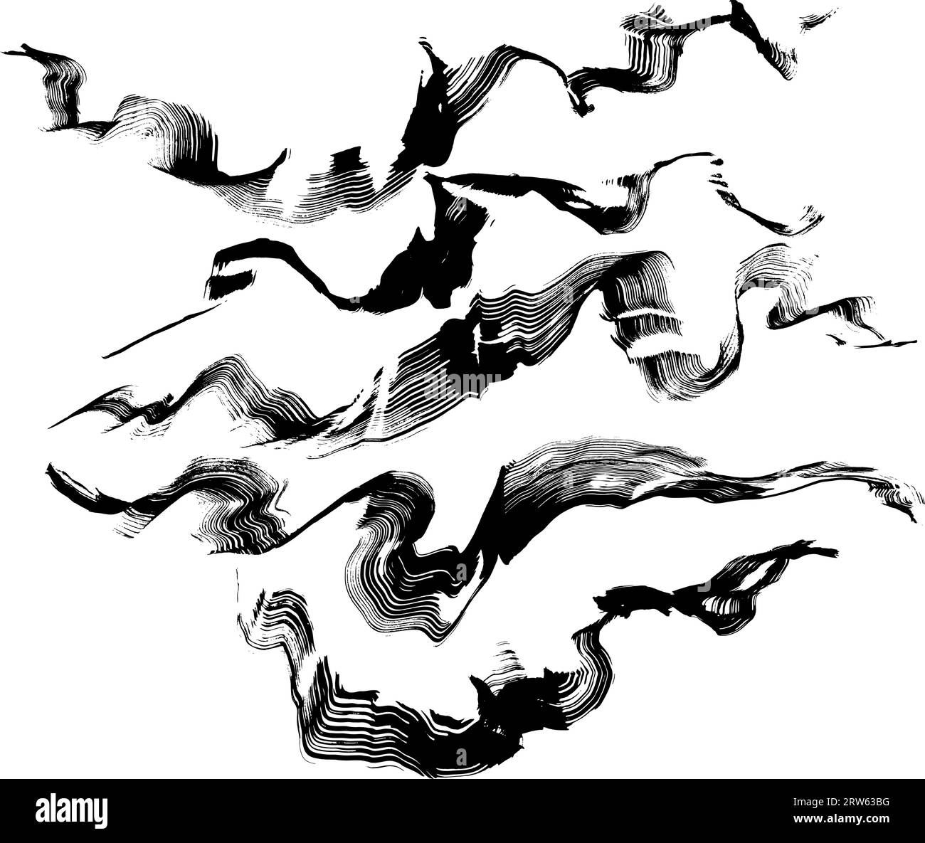 Grunge Dry Brush Ink Strokes Free Hand Set Stock Vector Image & Art - Alamy