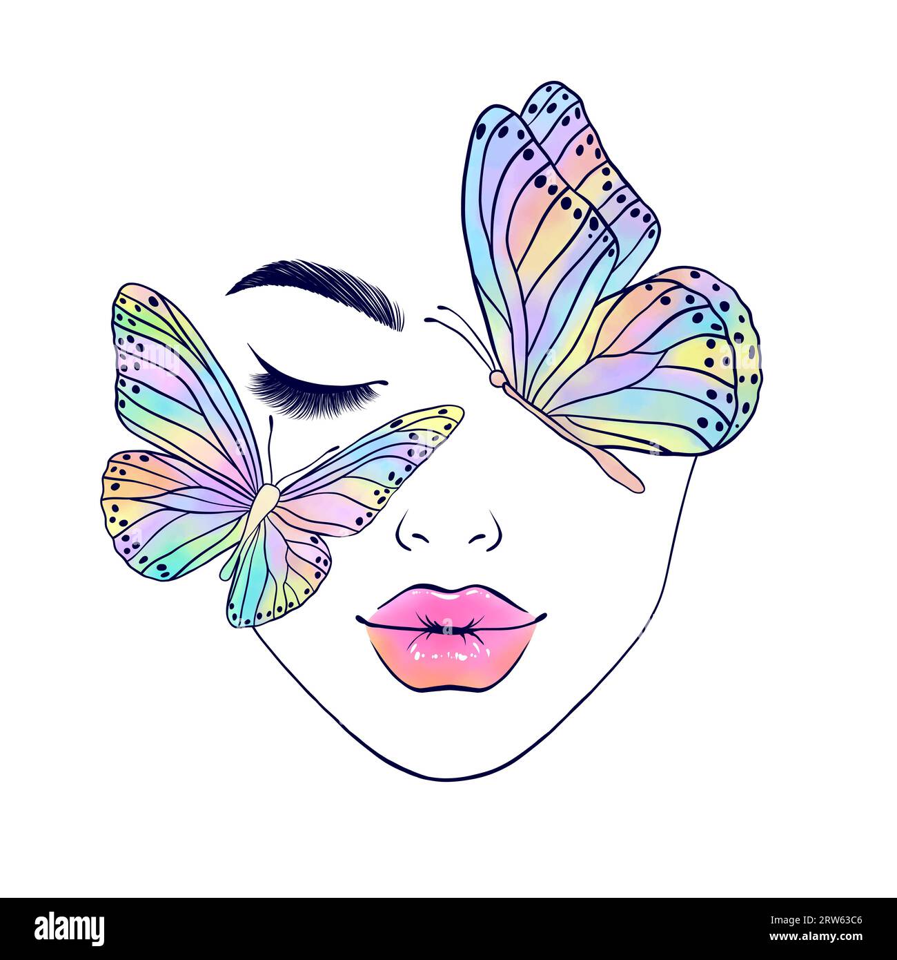 Female face and butterflies Stock Vector Image & Art - Alamy