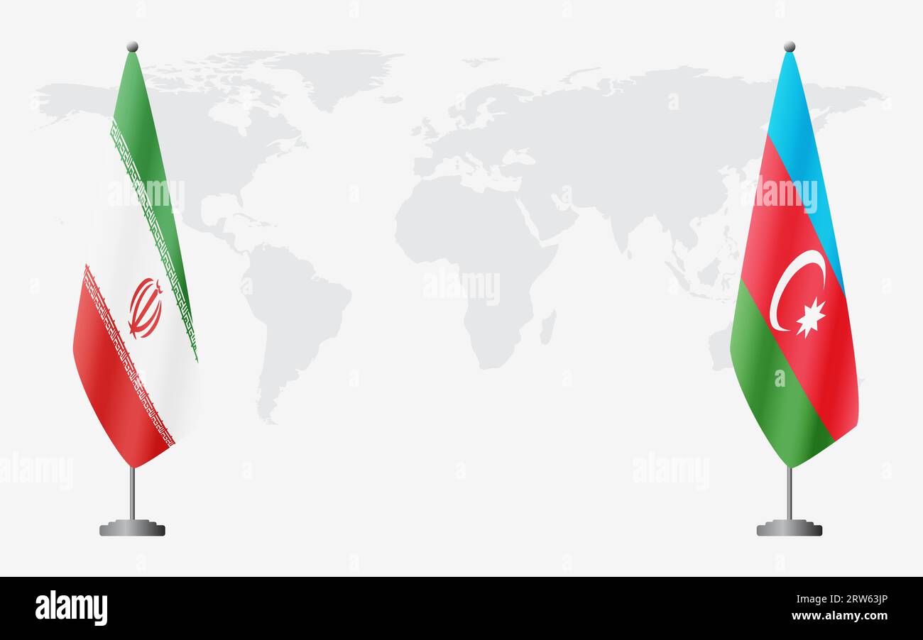 Iran and Azerbaijan flags for official meeting against background of ...