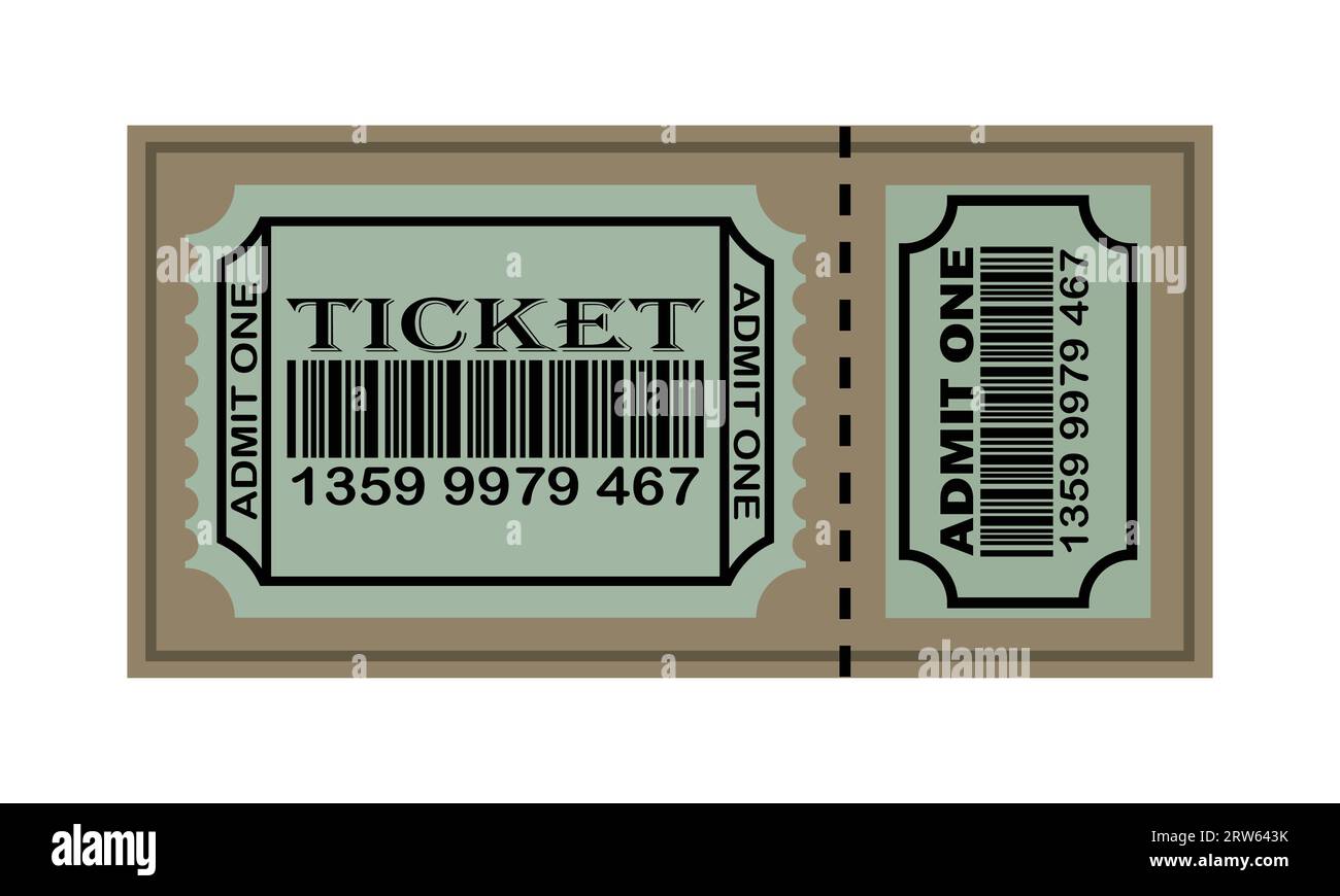 Admit One ticket. Vector illustration. Isolated on white background. Suitable for cinema ...