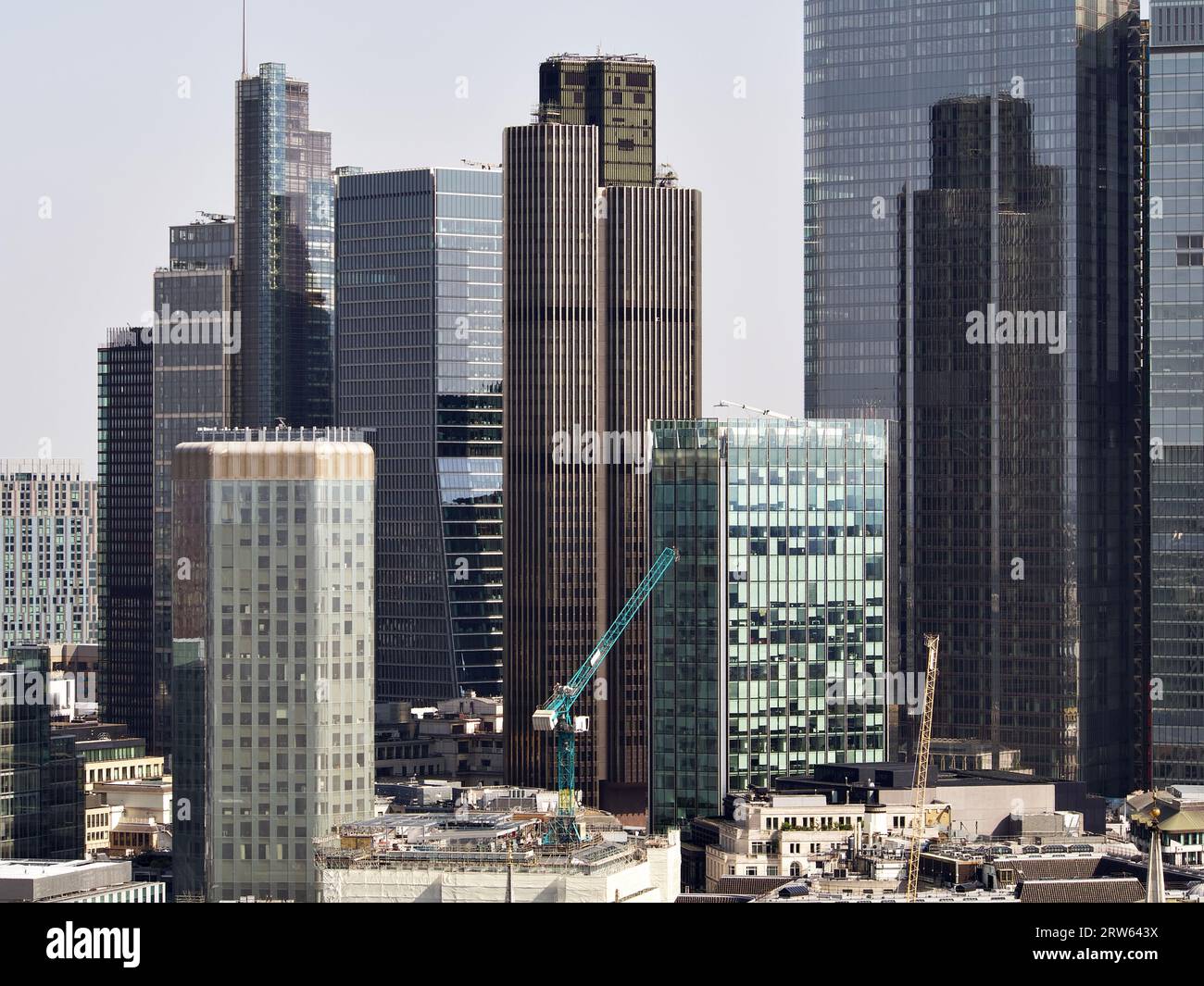 A bustling cityscape featuring high-rise buildings in London, England ...