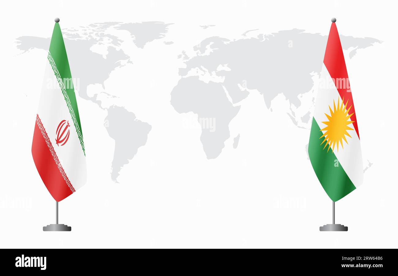 Iran and Kurdistan flags for official meeting against background of ...