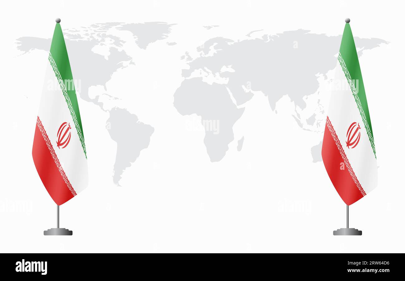 Iran and Iran flags for official meeting against background of world ...