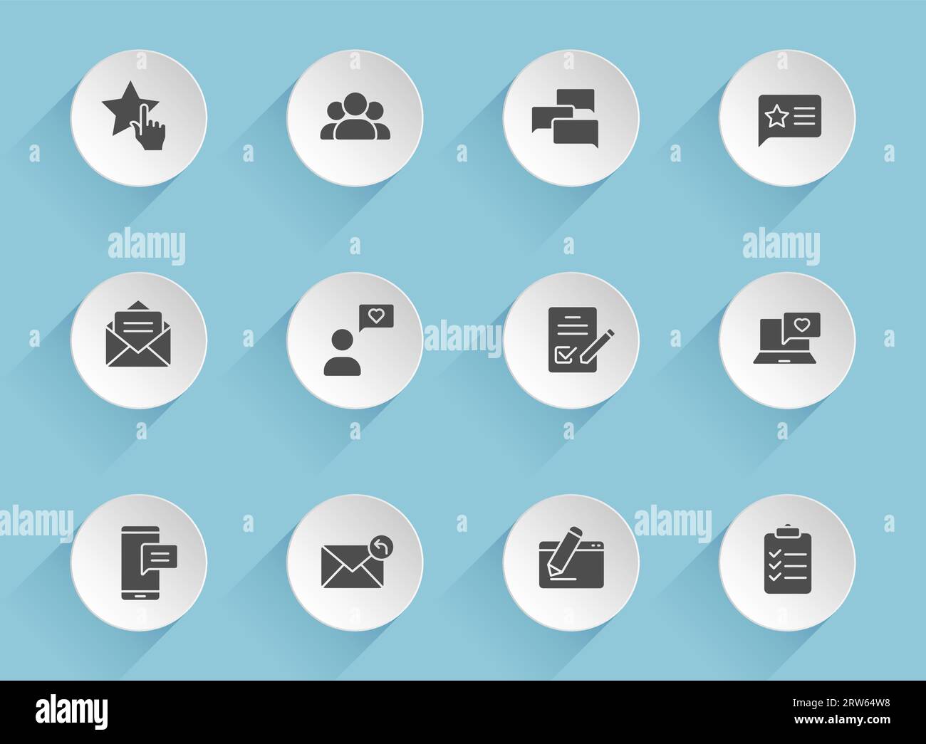 feedback vector icons on round puffy paper circles Stock Vector Image ...