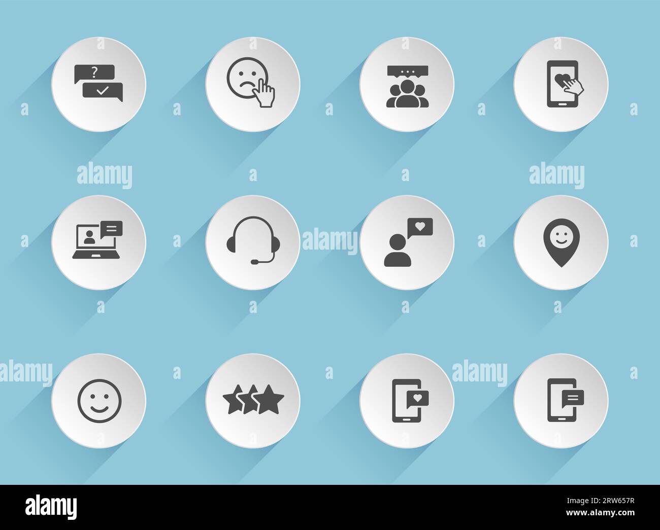 feedback vector icons on round puffy paper circles Stock Vector Image ...
