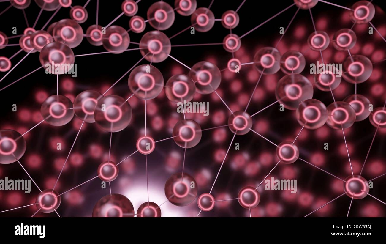 Molecules with lines move in waves. Design. Biological chains of ...