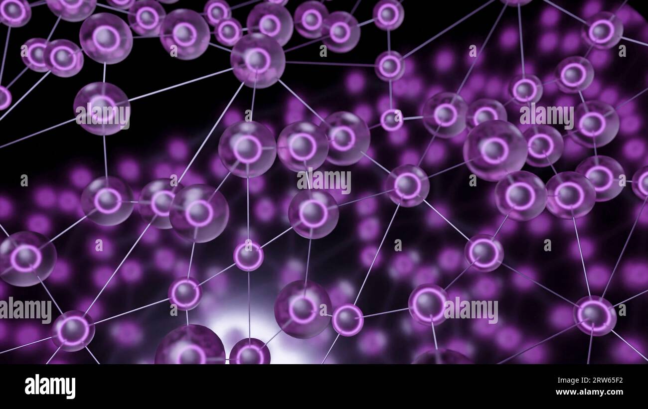 Molecules with lines move in waves. Design. Biological chains of ...