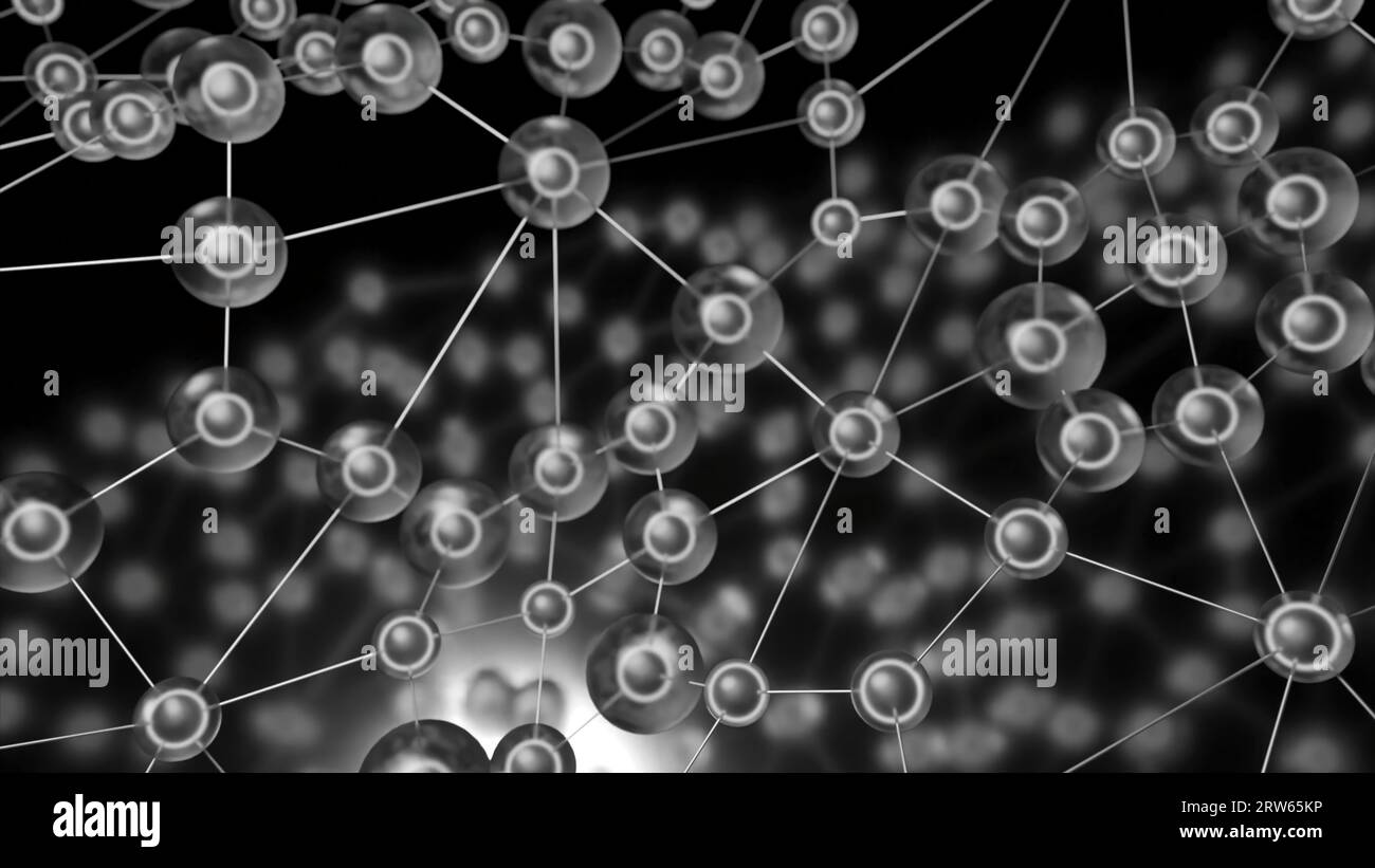 Molecules with lines move in waves. Design. Biological chains of ...