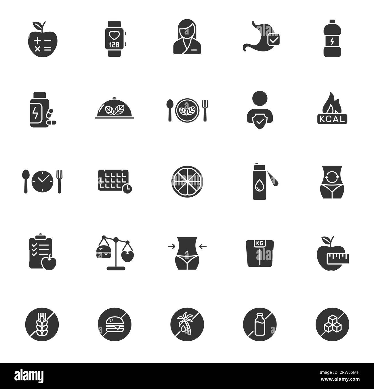 nutrition glyph icons isolated Stock Vector Image & Art - Alamy