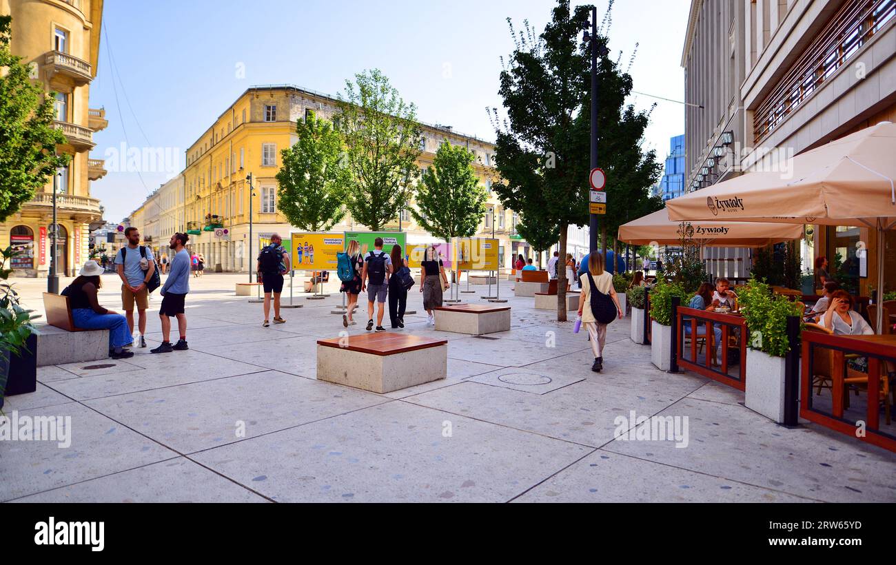 Warsaw, Poland. 10 September 2023. Five Corners Square, where people ...