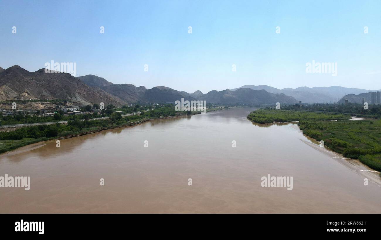 (230917) -- LANZHOU, Sept. 17, 2023 (Xinhua) -- This aerial photo taken ...