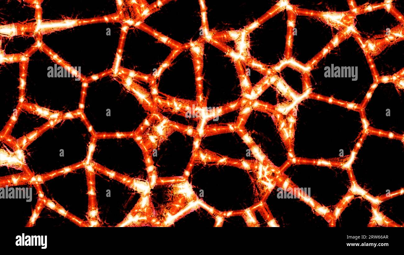 Pattern with moving neural networks on black background. Design. Bright ...