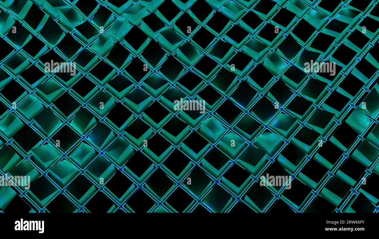 Virtual grid with water wave effect. Action. Square grid moves in waves ...