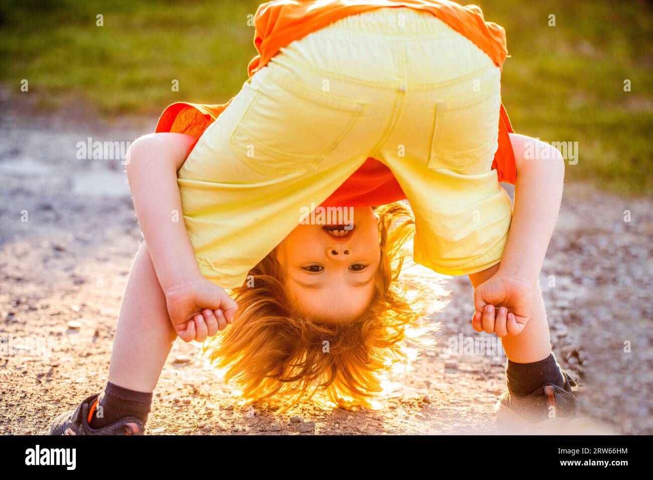 Child playing. Freedom of self expression and behaviour for kids. Happy ...