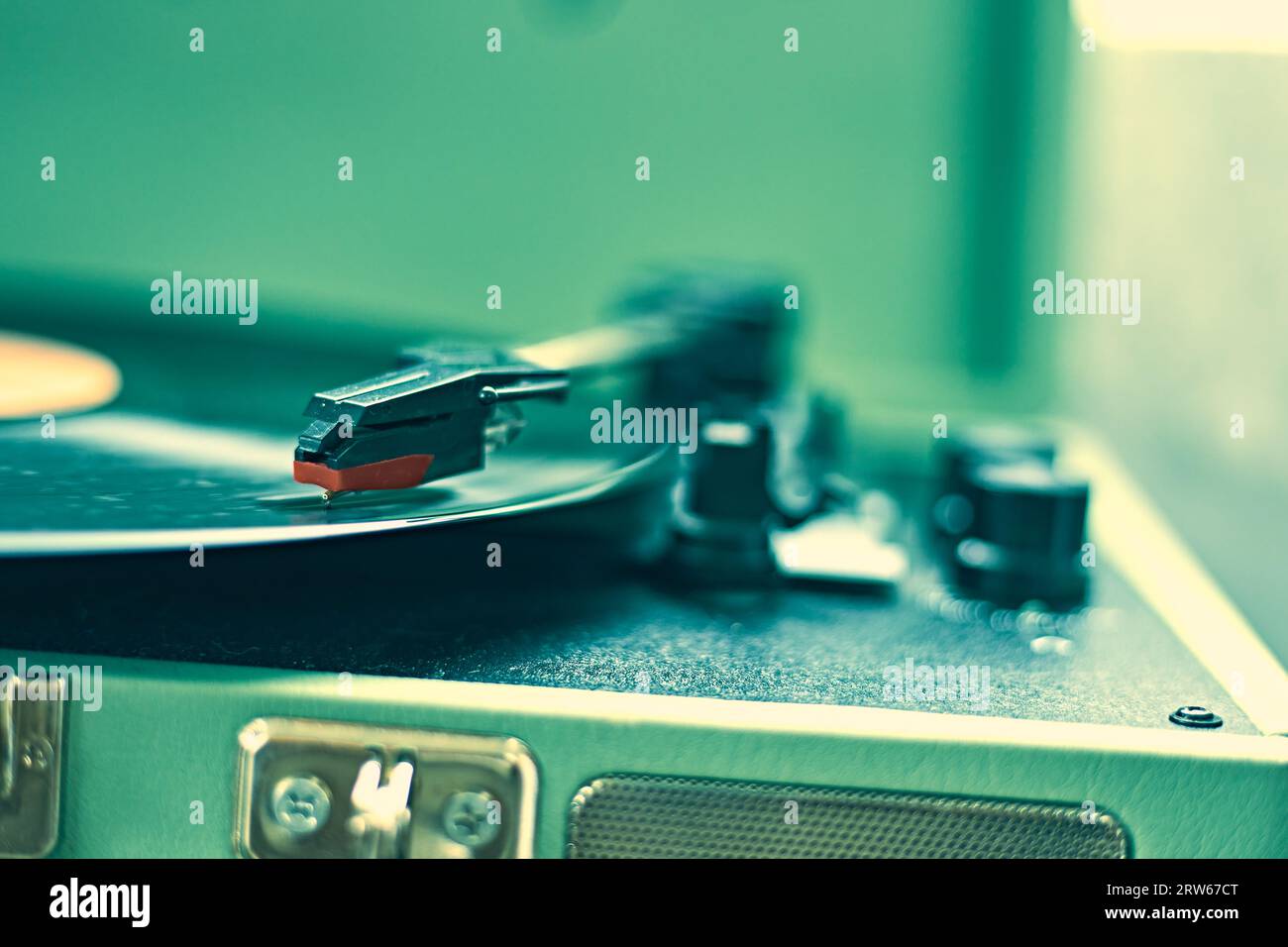Vinyl Record spinning on turntable, Selective focus Stock Photo - Alamy