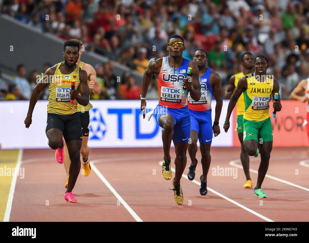 Lucas Ansah-Peprah of Germany and Fred Kerley of the USA competing in ...