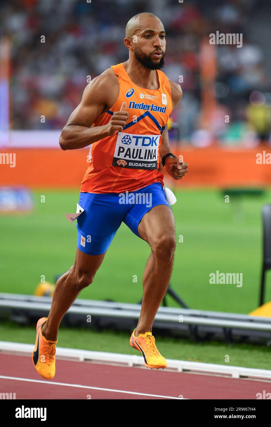Hensley Paulina of the Netherlands competing in the men’s 4x100m heat 1 ...