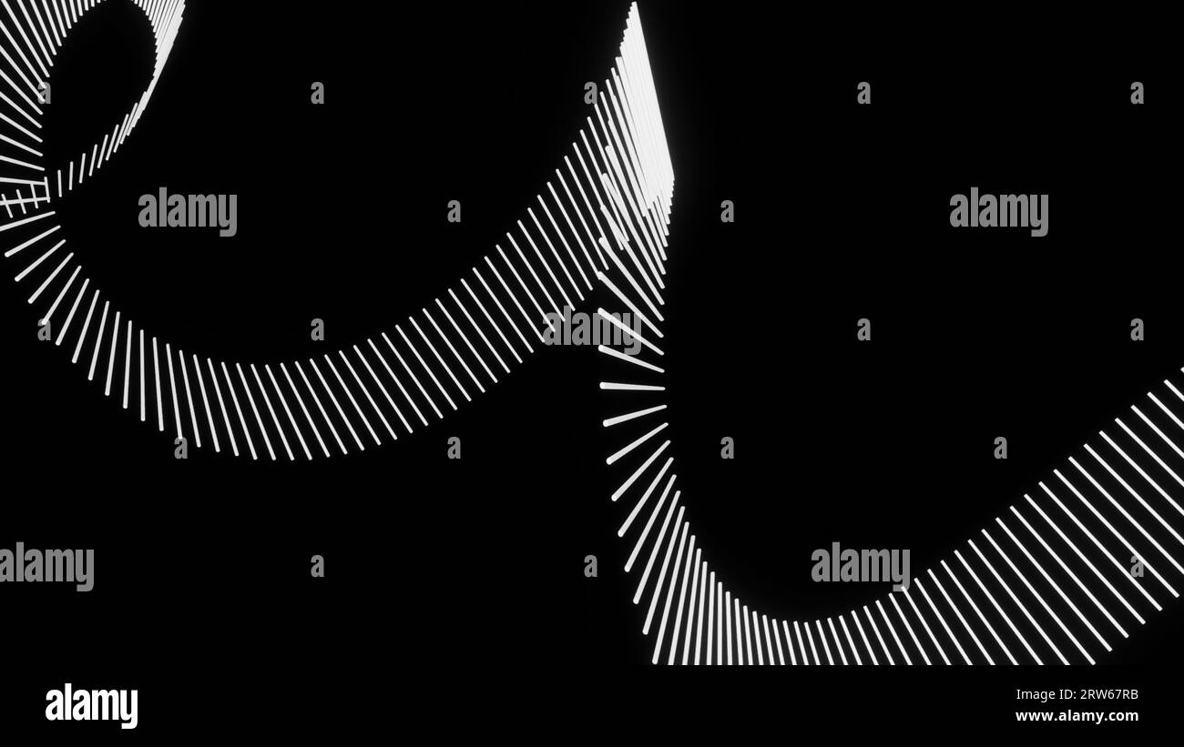 Moving curved 3d line of stripes. Design. 3D strip of stripes moves ...