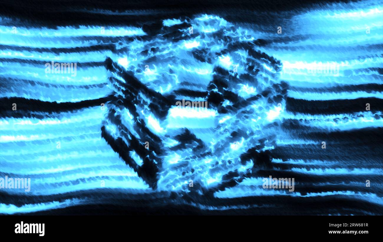 Glowing cube opening in space. Motion. Pixel animation with flickering ...