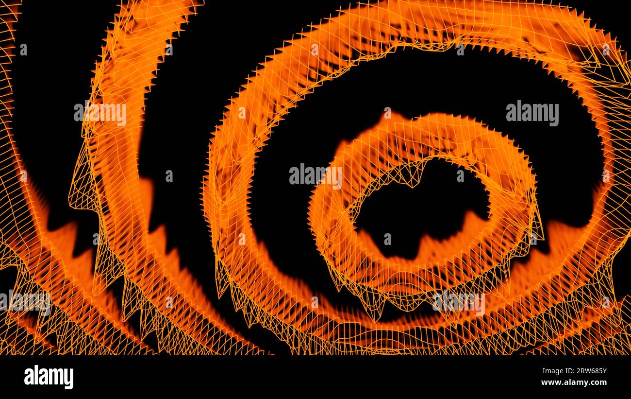 Wave rings with cyber mesh waves. Design. Virtual grid with vibrations ...