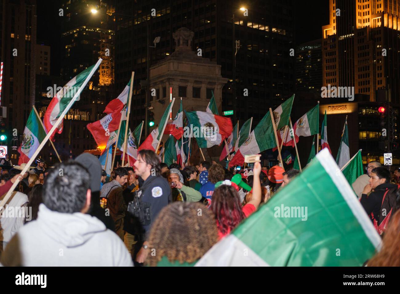 Mexican Independence Day celebrators gathering on Michigan Ave and W ...