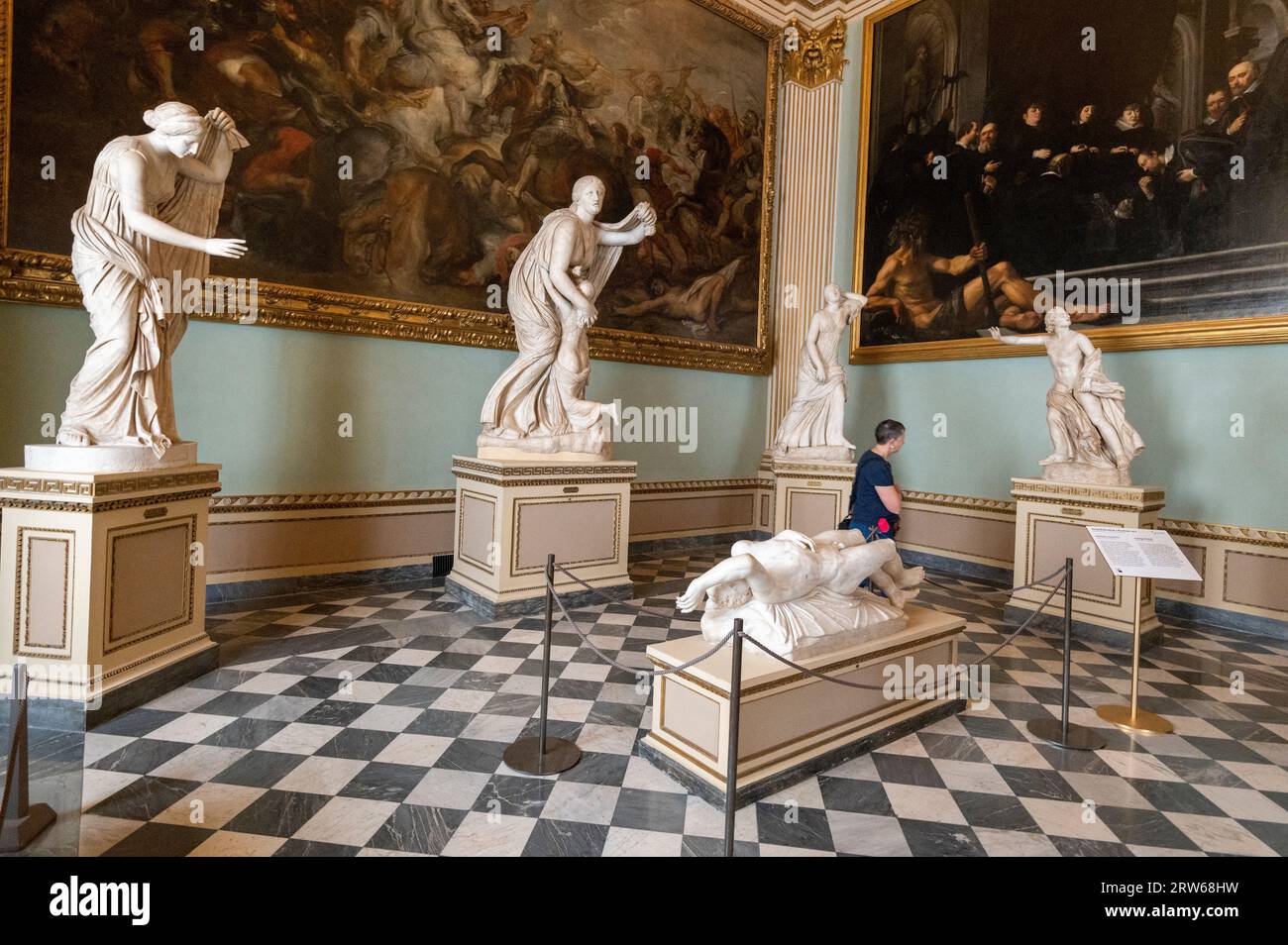 A group of marble statues of, the Dying Niobid, is on display at the ...