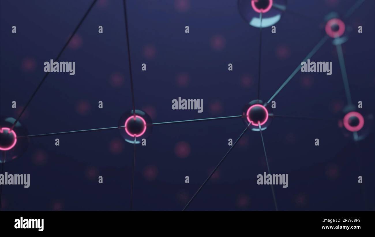 Molecular networks in virtual space. Design. 3D molecules with nucleus ...