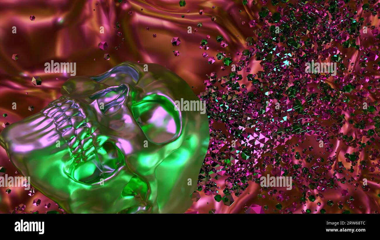 Stylish animation with 3d skull. Design. Colorful 3d animation with ...