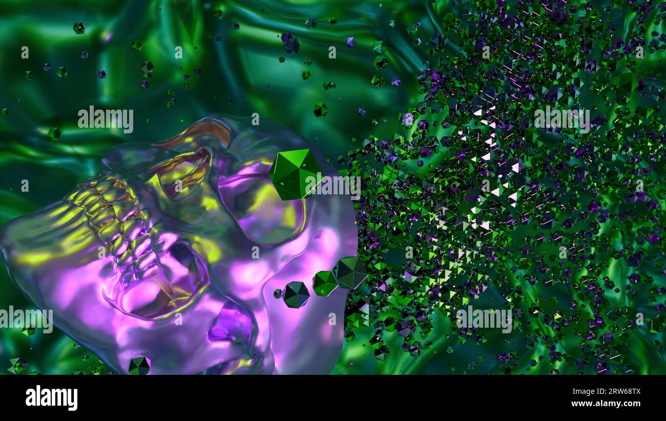 Stylish animation with 3d skull. Design. Colorful 3d animation with ...