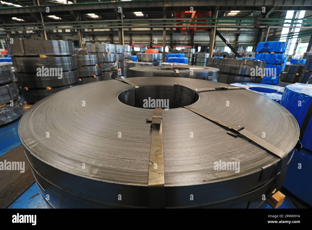 The strip steel products are in the workshop, North China Stock Photo ...