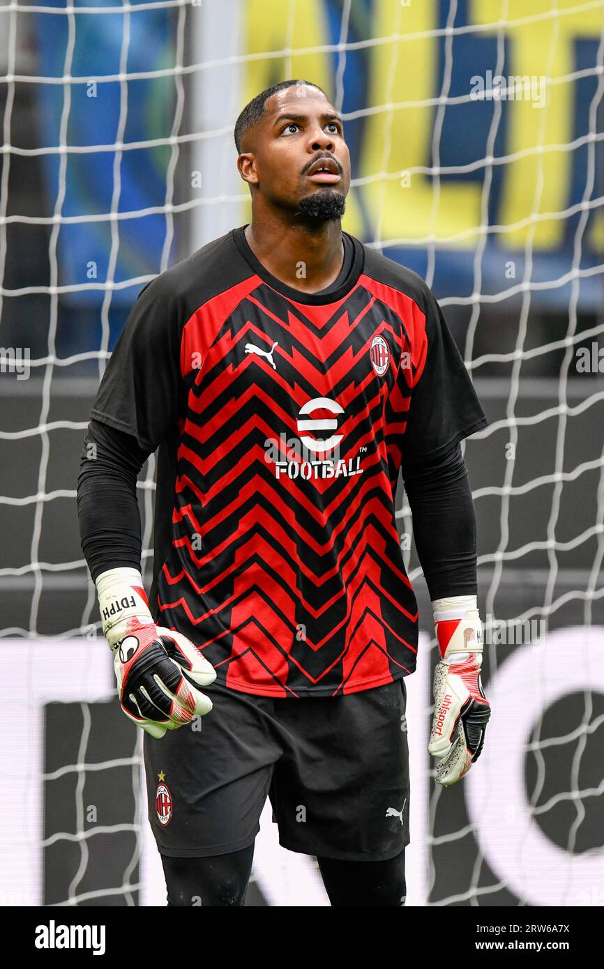 Milano, Italy. 16th Sep, 2023. Goalkeeper Mike Maignan of AC Milan is ...