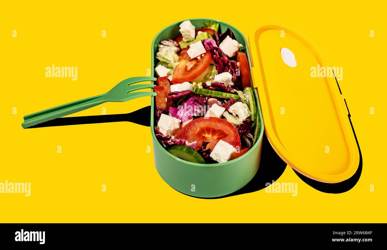 Healthy vegetable salad, food, meal in lunch box, fork Stock Photo - Alamy