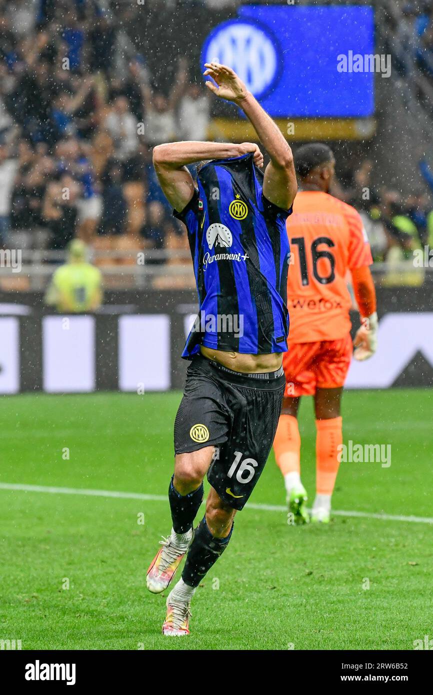 Milano, Italy. 16th Sep, 2023. Davide Frattesi (16) of Inter scores for ...