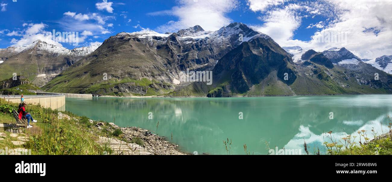 panoramic view of the storage reservoir Mooserboden of the power plants ...