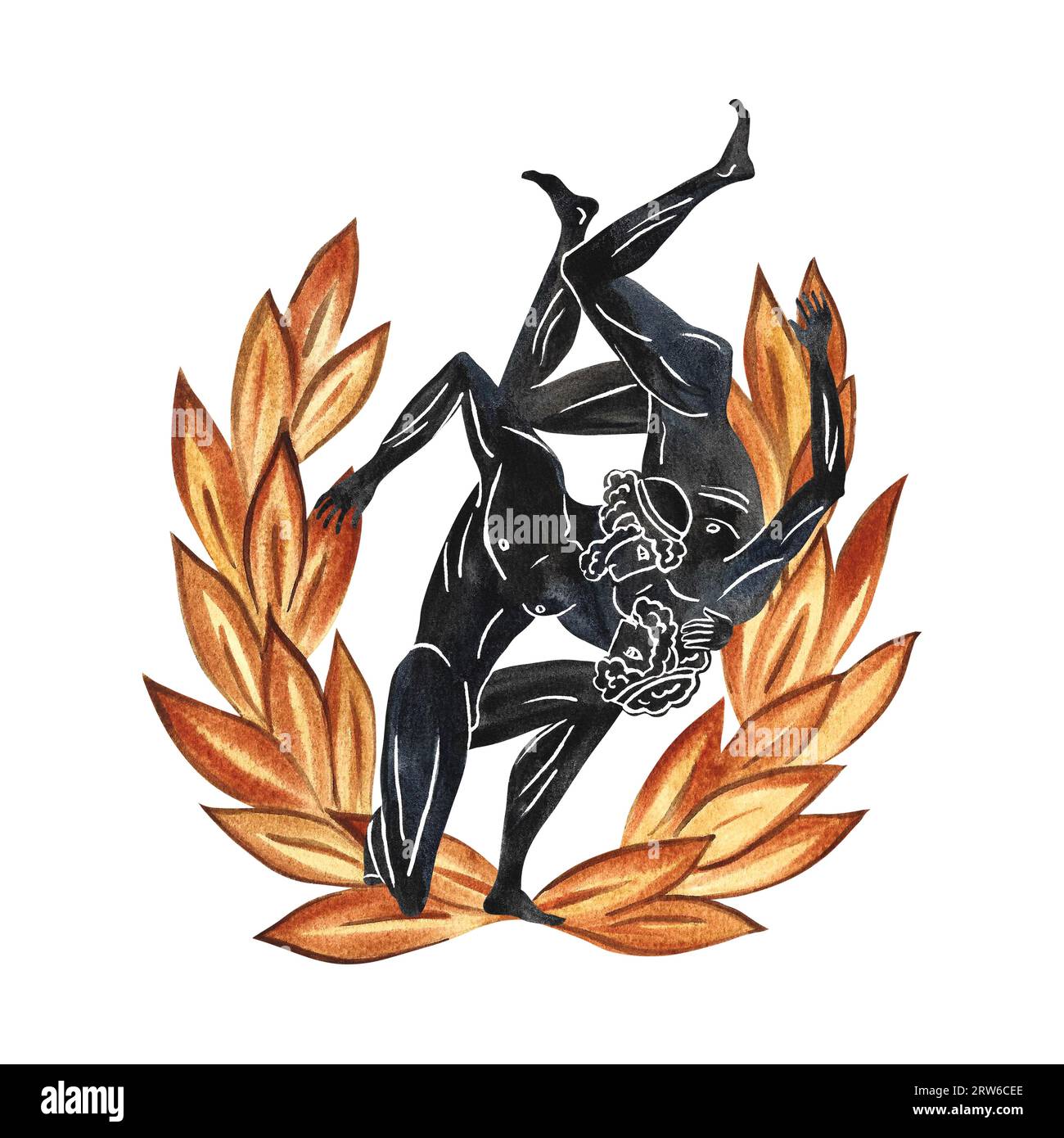 Composition with ancient Greek athletes wrestlers on the background of ...