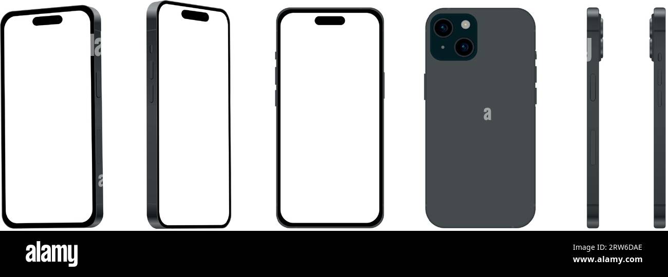 Set of 6 items from different angles, 15 black smartphone models, new ...