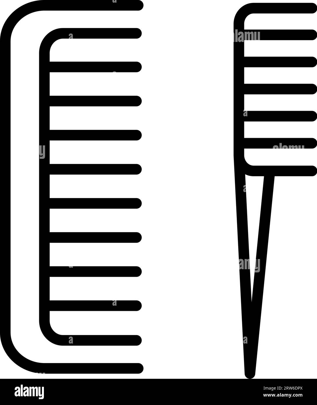 Vector illustration of brush and hair symbol. Set of brush and ...