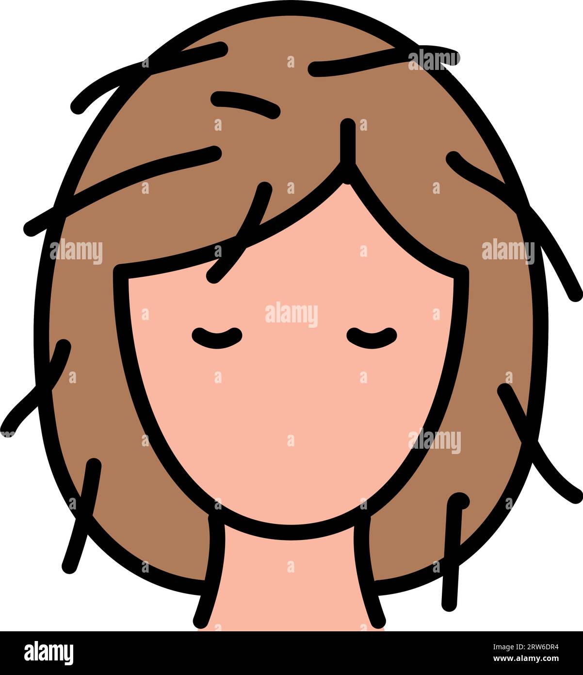 Girl with disheveled hair. Vector isolated outline drawing Stock Vector ...