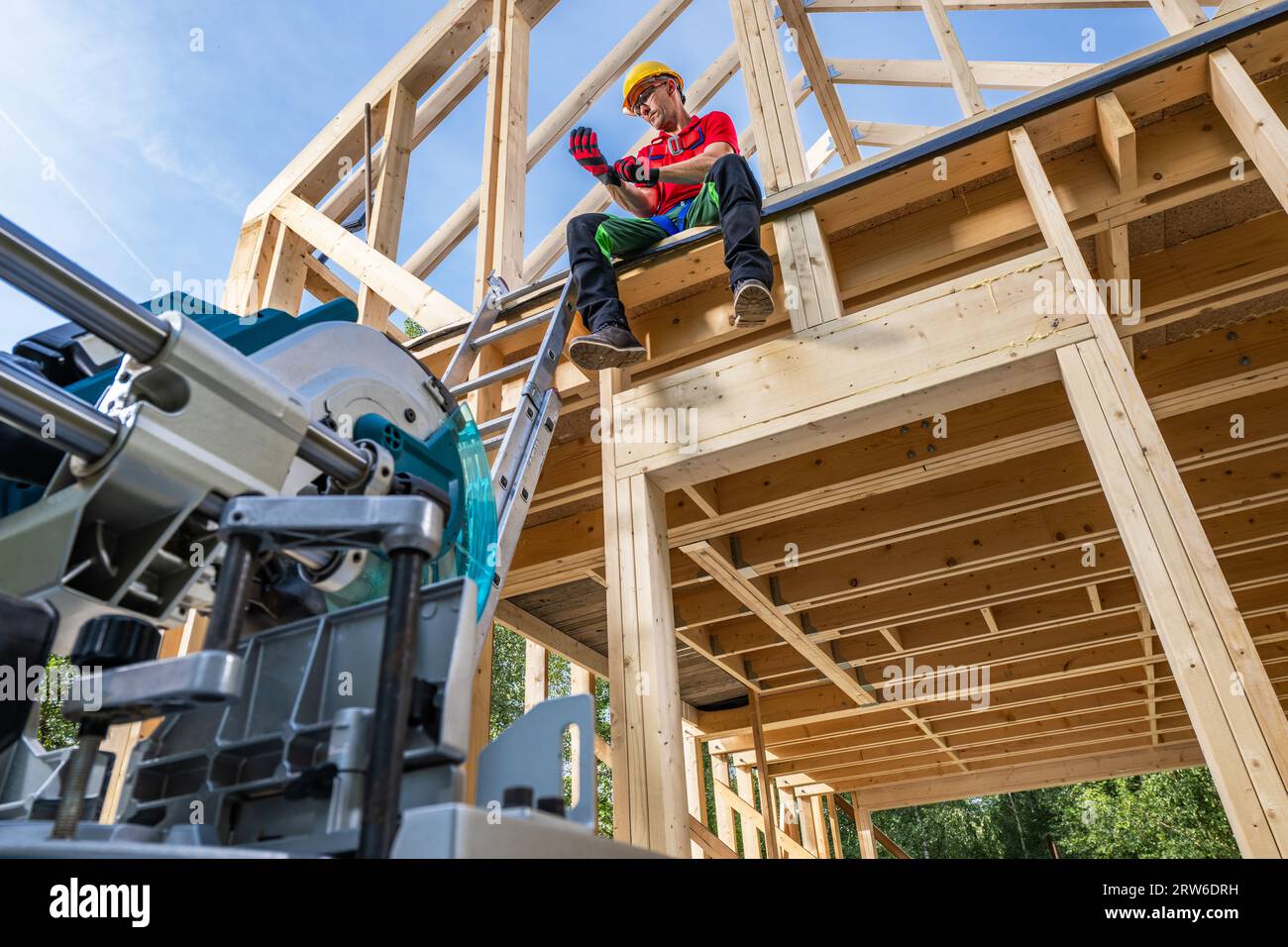 Professional Caucasian Wooden House Skeleton Frame Contractor Worker in ...