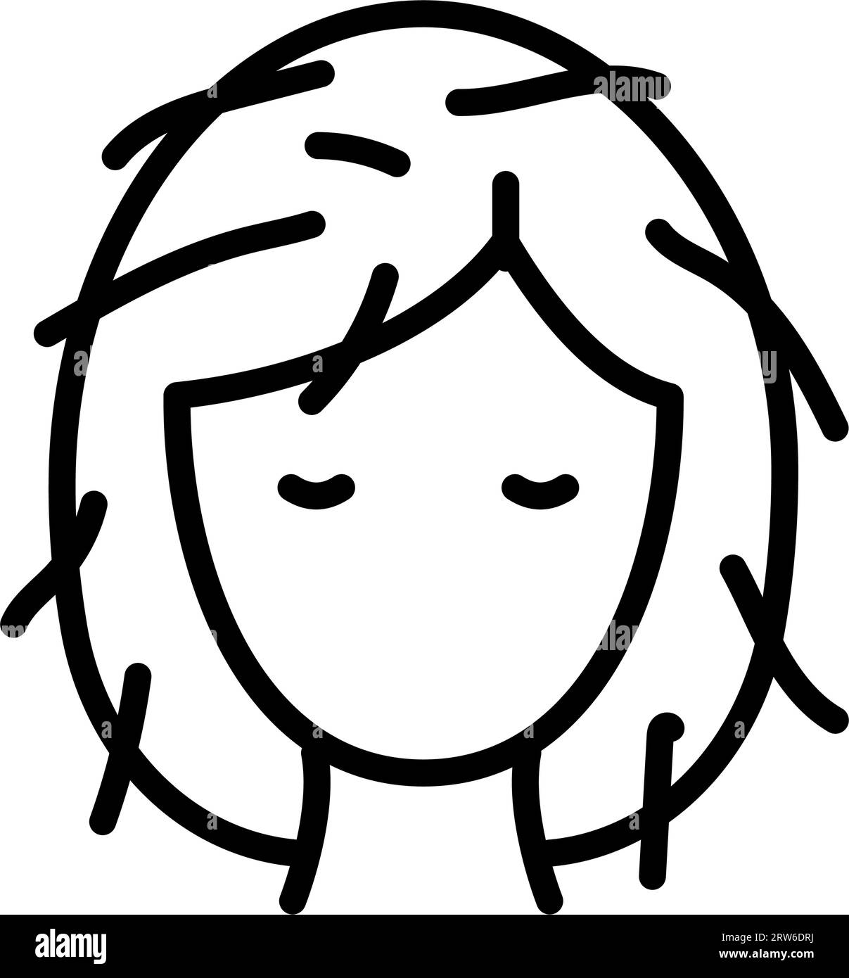 Girl with disheveled hair. Vector isolated outline drawing Stock Vector ...