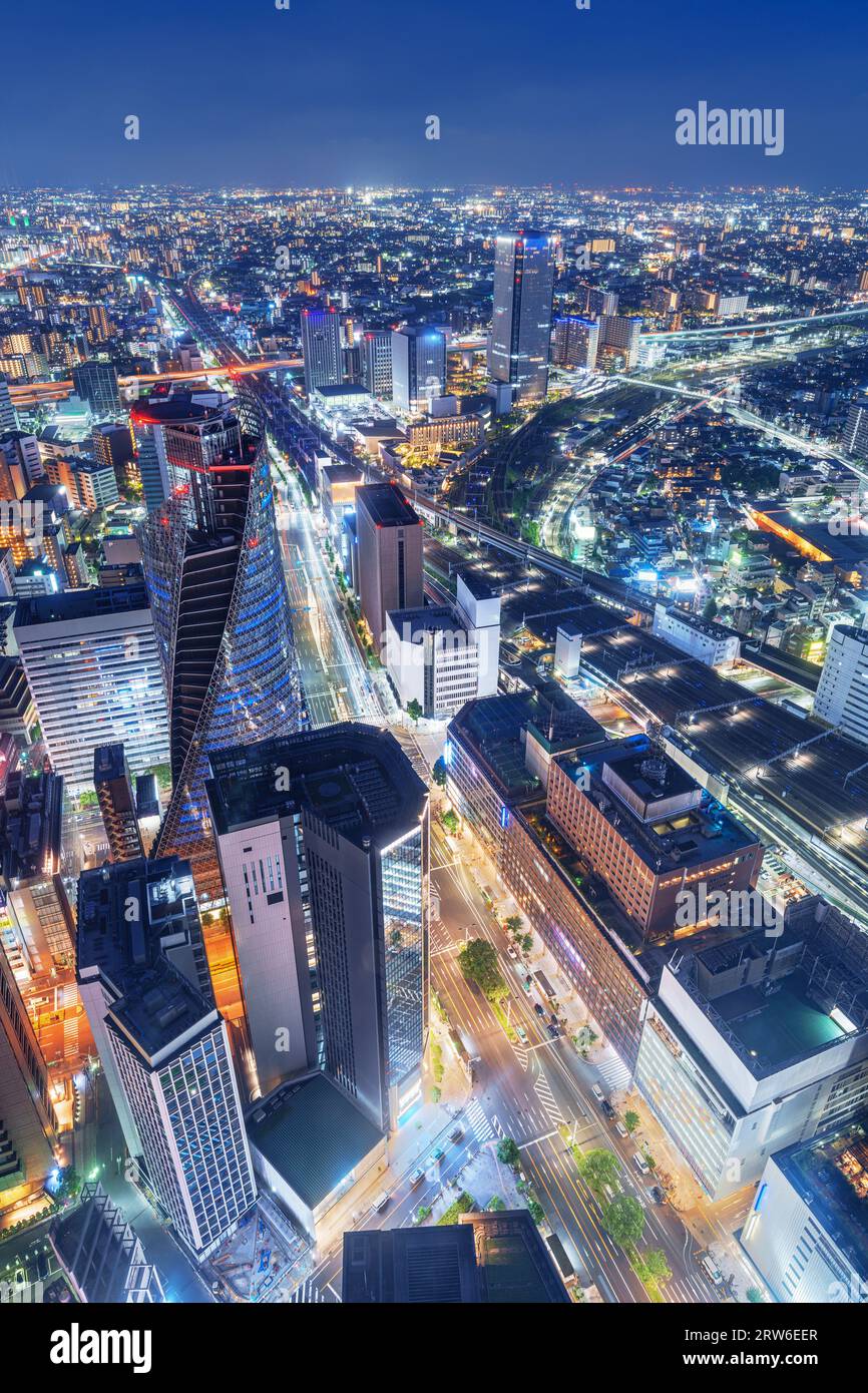 Nagoya, Japan cityscape from above at night Stock Photo - Alamy