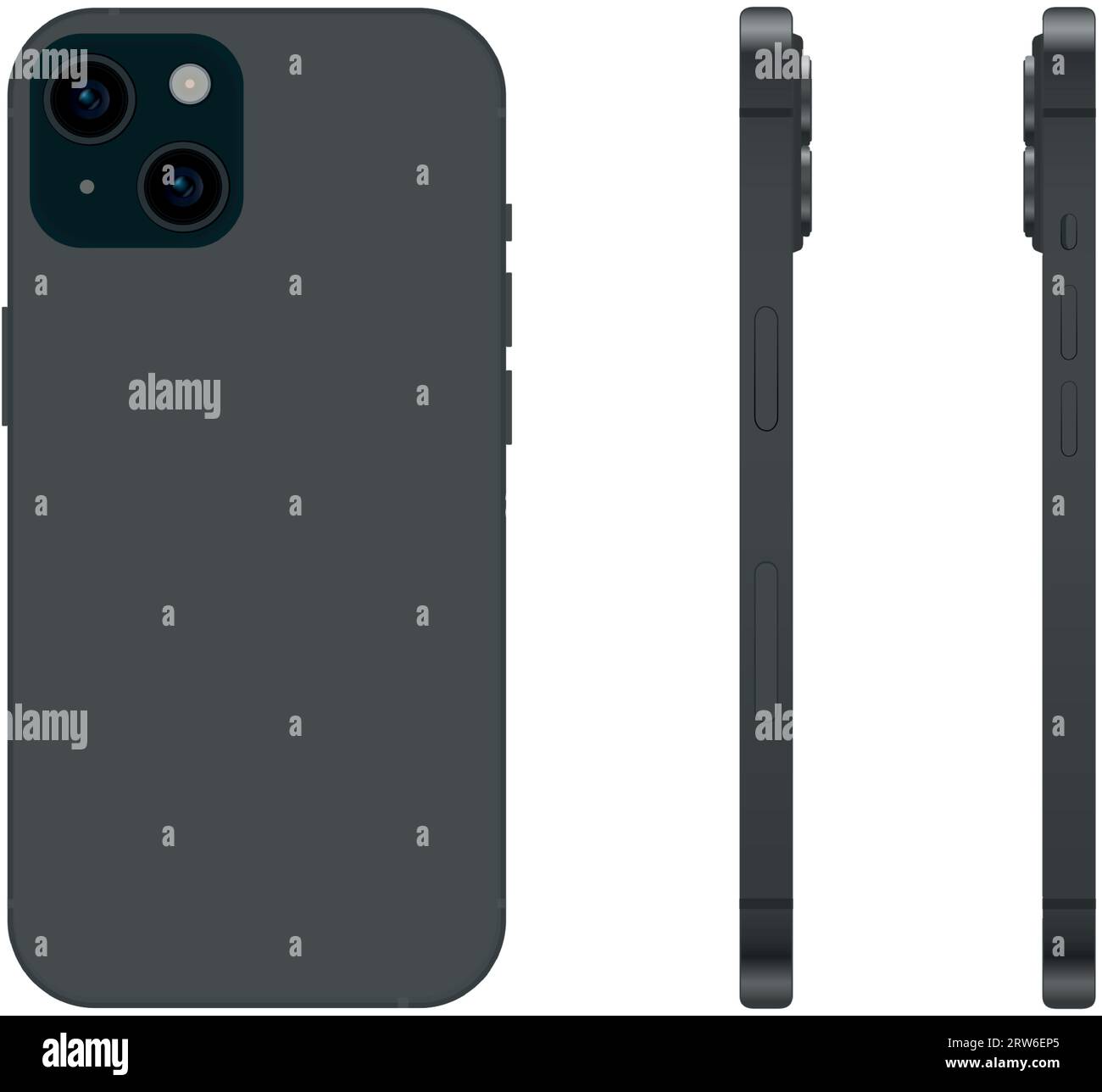 New black smartphone model 15, mockup template on white background ...