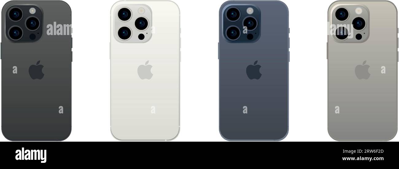 New Apple iPhone 15 PRO, modern smartphone gadget, set of 4 pieces in ...