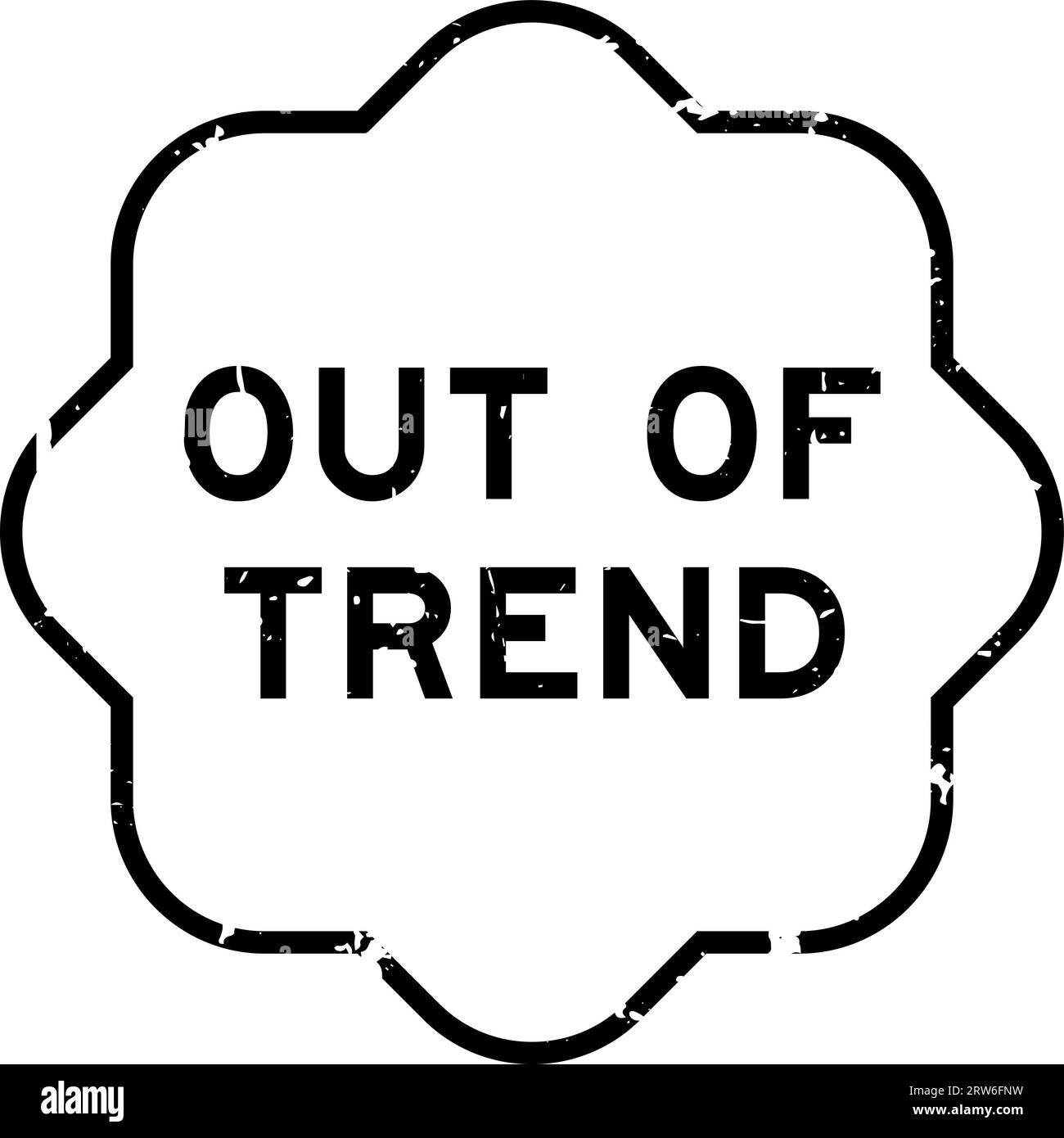 Grunge black out of trend word rubber seal stamp on white background ...