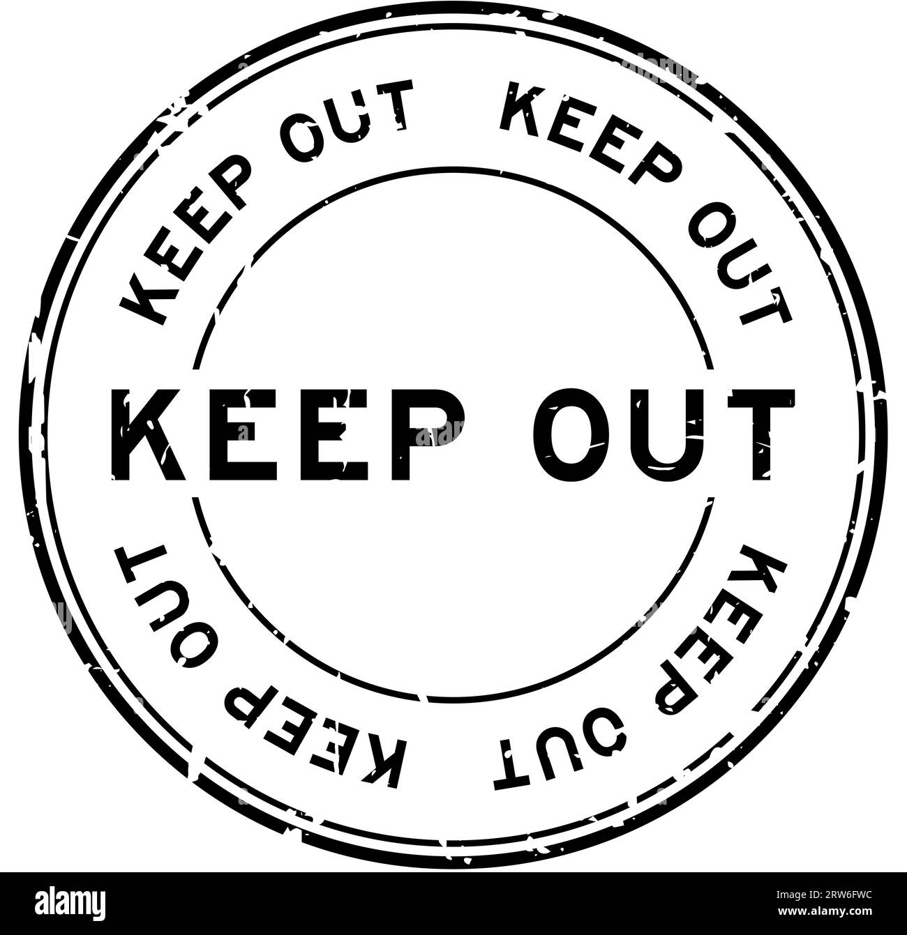 Grunge black keep out word round rubber seal stamp on white background ...