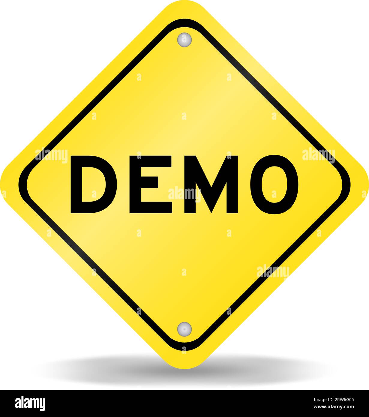 Yellow color transportation sign with word demo on white background ...