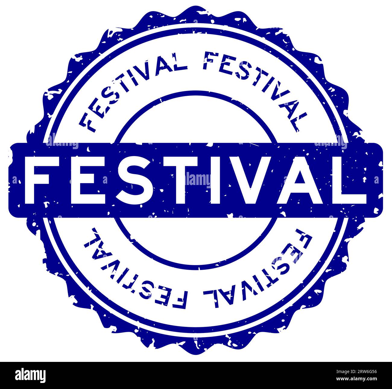 Grunge blue festival word round rubber seal stamp on white background ...