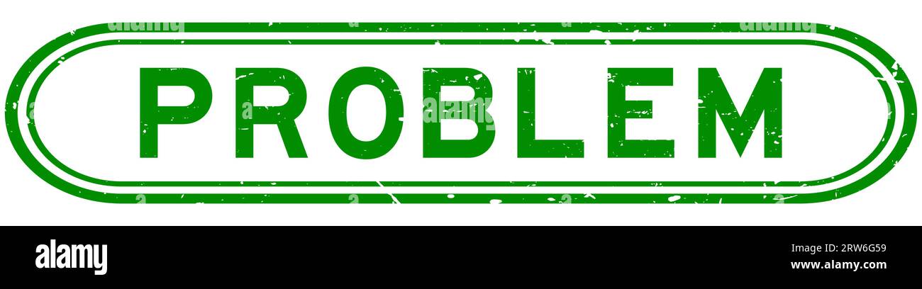 Grunge green problem word rubber seal stamp on white background Stock ...